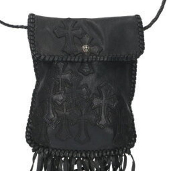 Bags | Chrome Hearts Bag Flat Hippie W Fringe Cemetery Patch Bag Black ...